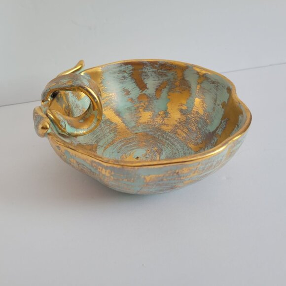 Stangl | Accents | Vintage Stangl Bowl Antique Gold Blue | Poshmark